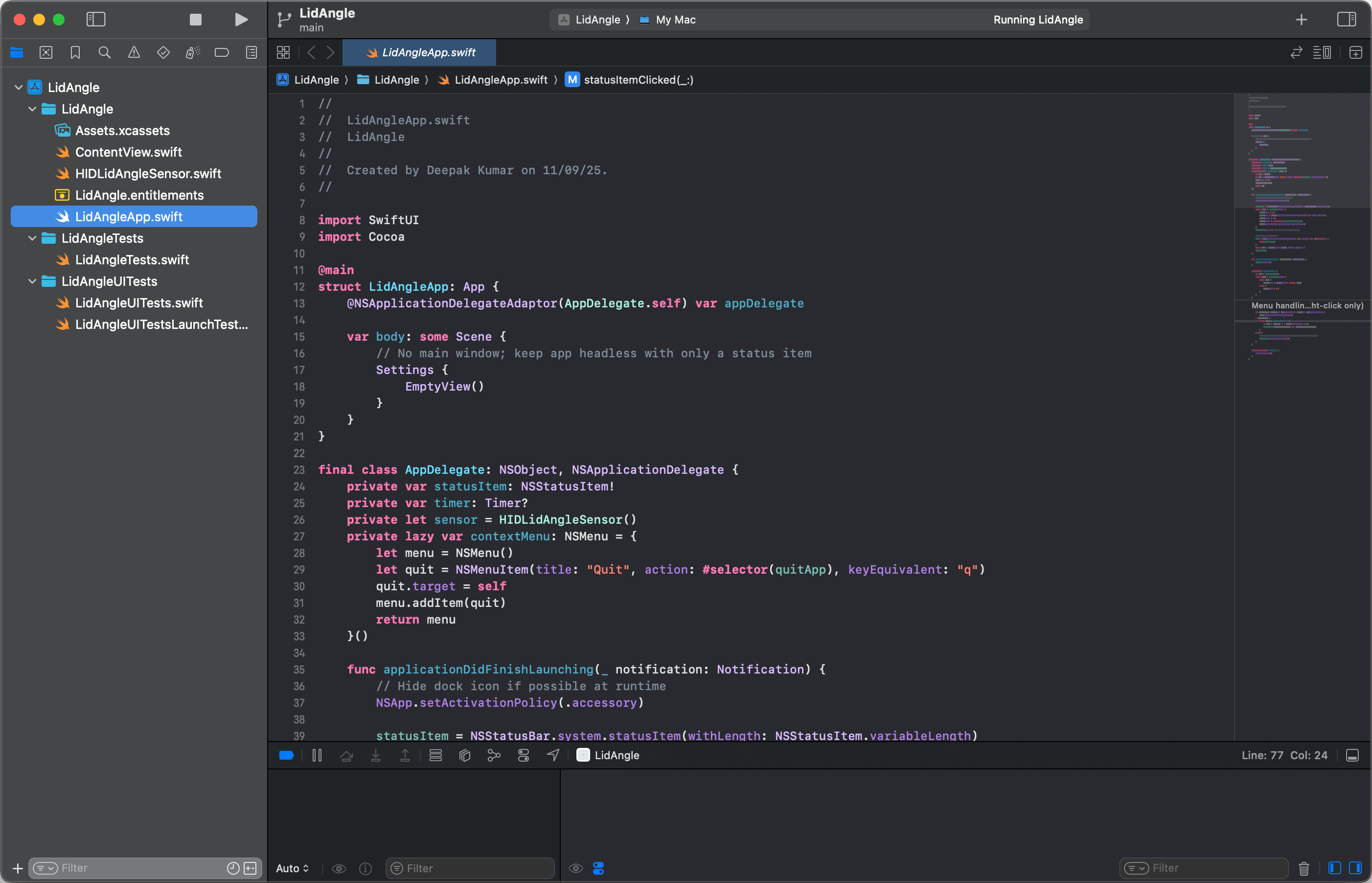 macOS App to Show Lid Angle in the Menu Bar | DeepakNess