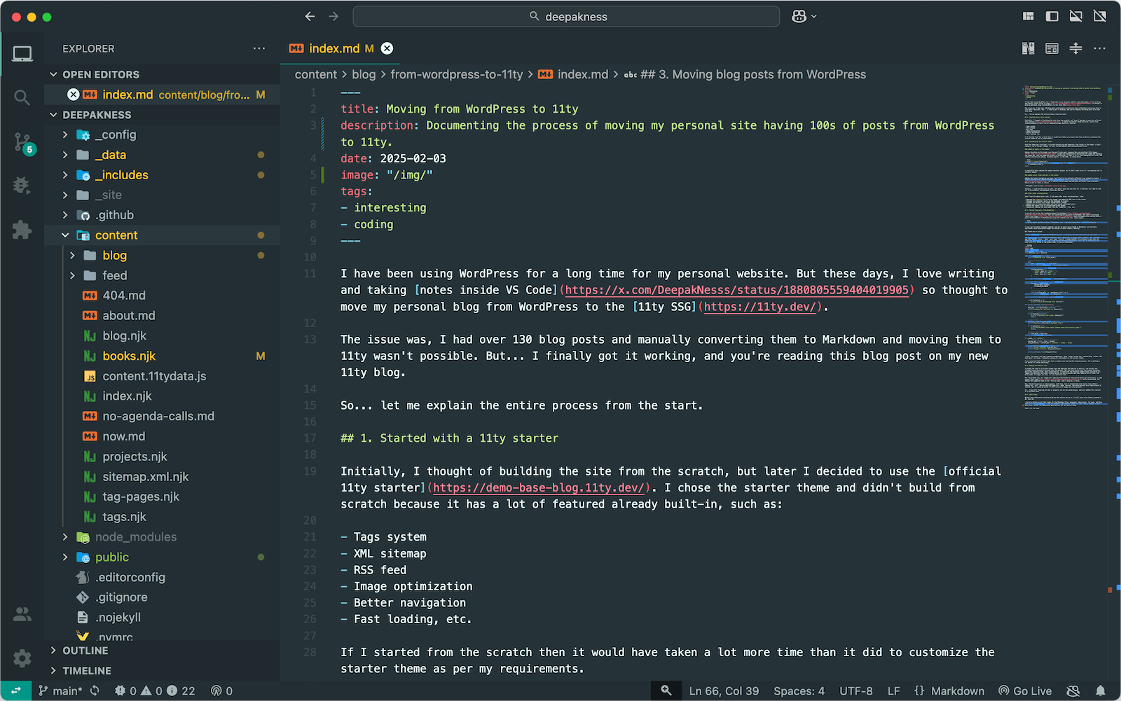 Moving from WordPress to 11ty | DeepakNess